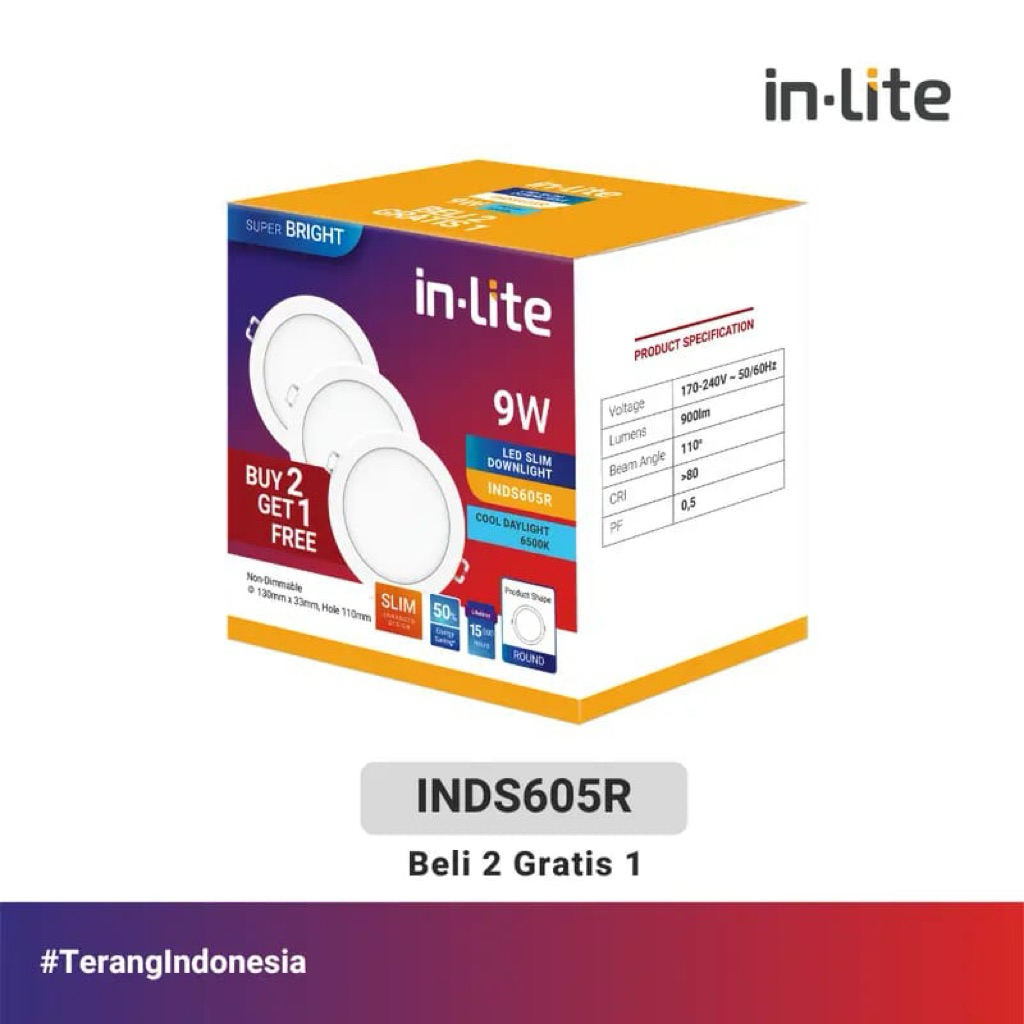 Jual PAKET ISI 3 INDS605R LAMPU IN LITE LED PANEL COB SLIM 3W 5W 7W 9W ...