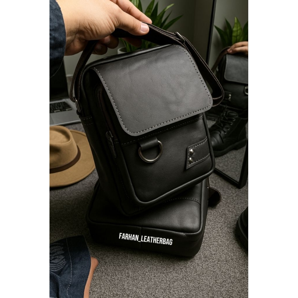 Jual tas kulit pria tas selempang pria tas kulit sapi super | Shopee ...