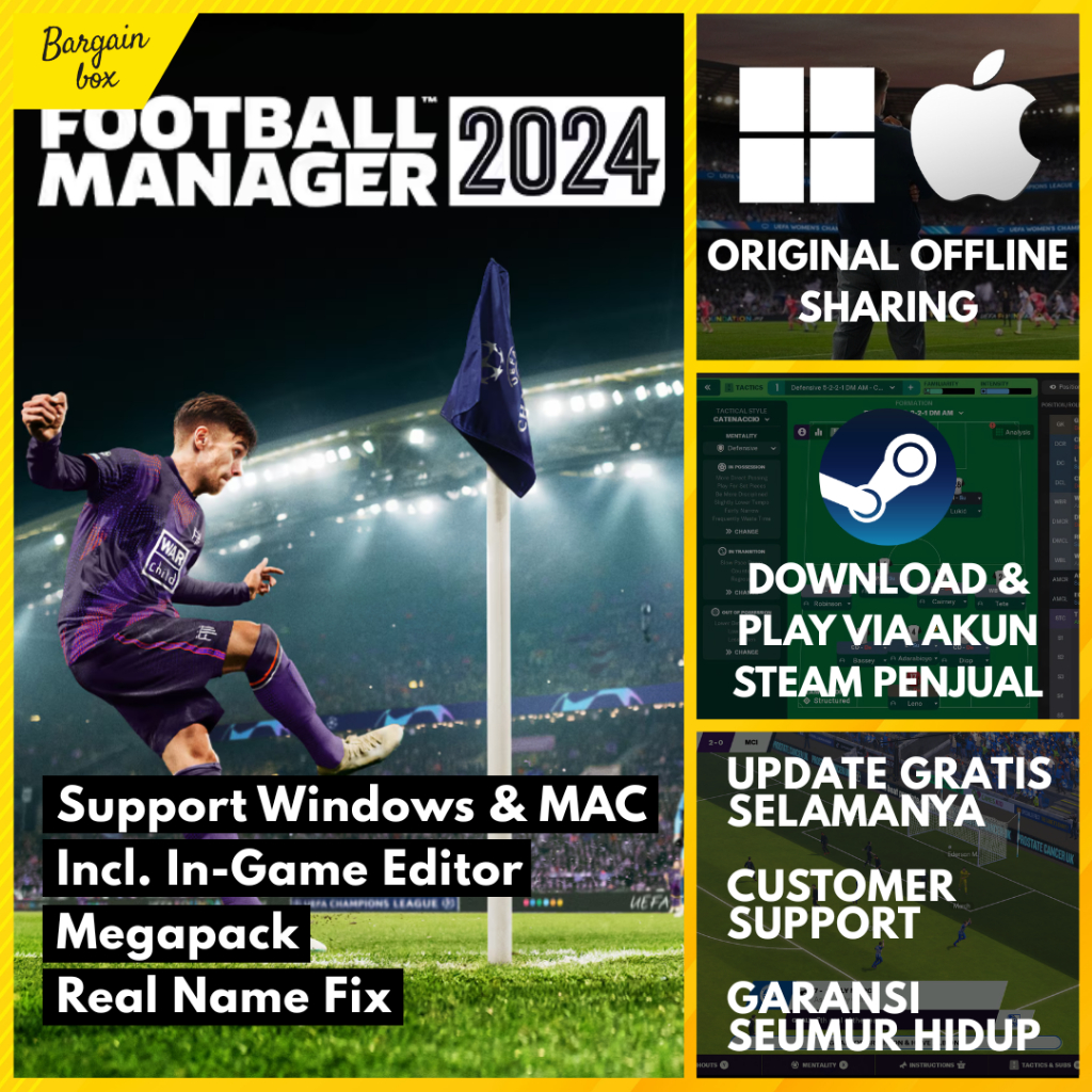 Jual Football Manager 2024 PC Original Offline Sharing + In-Game Editor ...