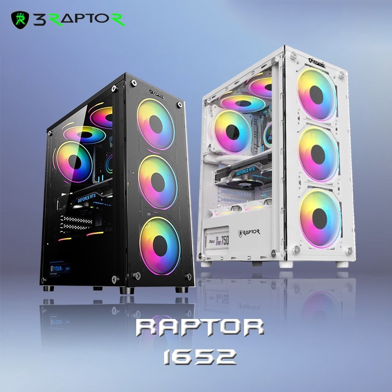 Jual Casing Gaming/PC/Office RAPTOR Black Strike 1652 - Tempered Glass ...
