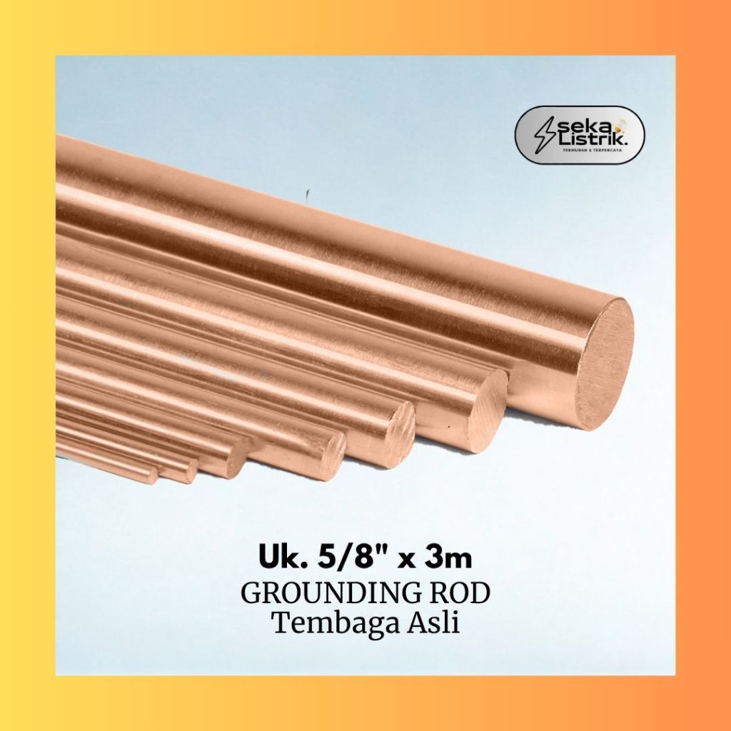 Jual Ground Rod / Grounding Copper Rod Asli Tembaga 5/8"mm x 3m ...