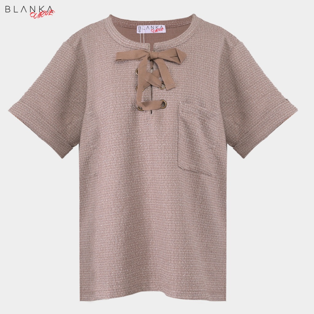 Jual Blanka Curve - Vindy Shirt Chest Strap Kemeja Wanita Jumbo Chic ...