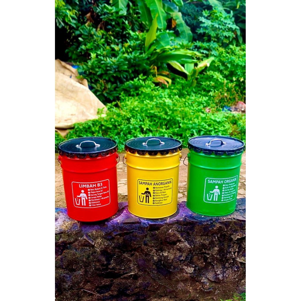Jual 1 SET ISI 3 TONG SAMPAH 25 LITER/ tempat sampah kaleng / tong ...