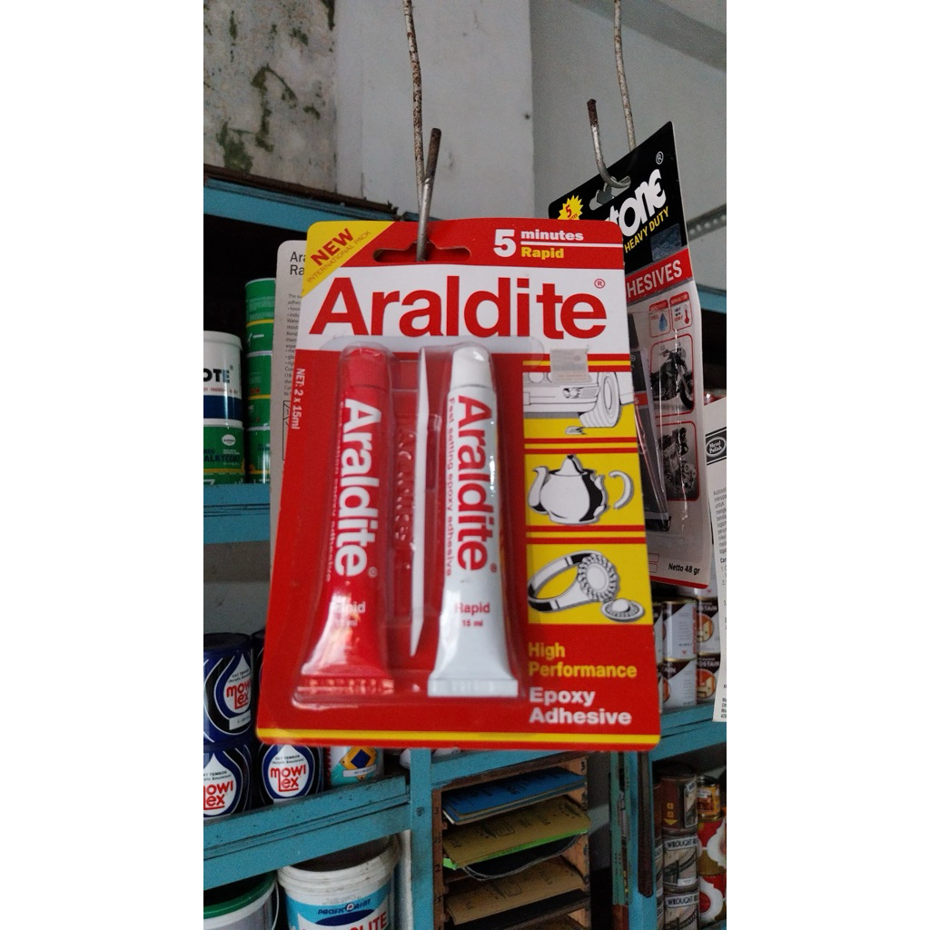 Jual Lem Epoxy Besi Araldite Rapid 5 Menit / LEM ARALDITE RAPID MERAH ...