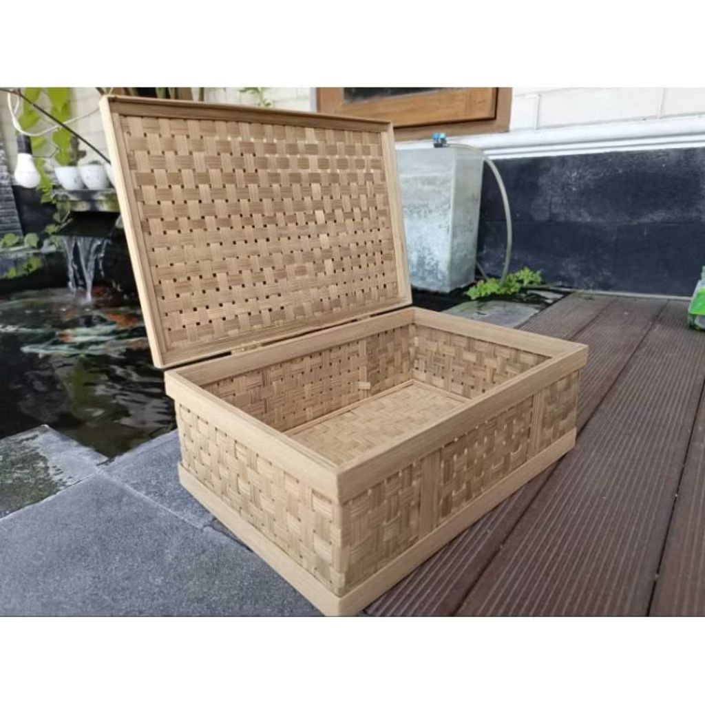 Jual (30x20x12) Keranjang Peti Bambu | Kotak Engsel Anyaman Bambu ...