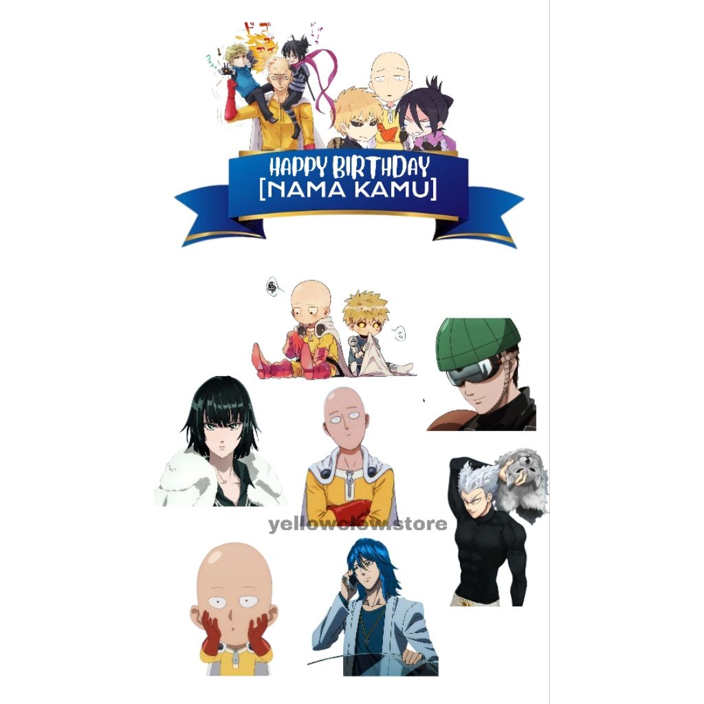 Jual Topper Custom Nama One Punch Man/Topper Kue Ulang Tahun Tema One ...