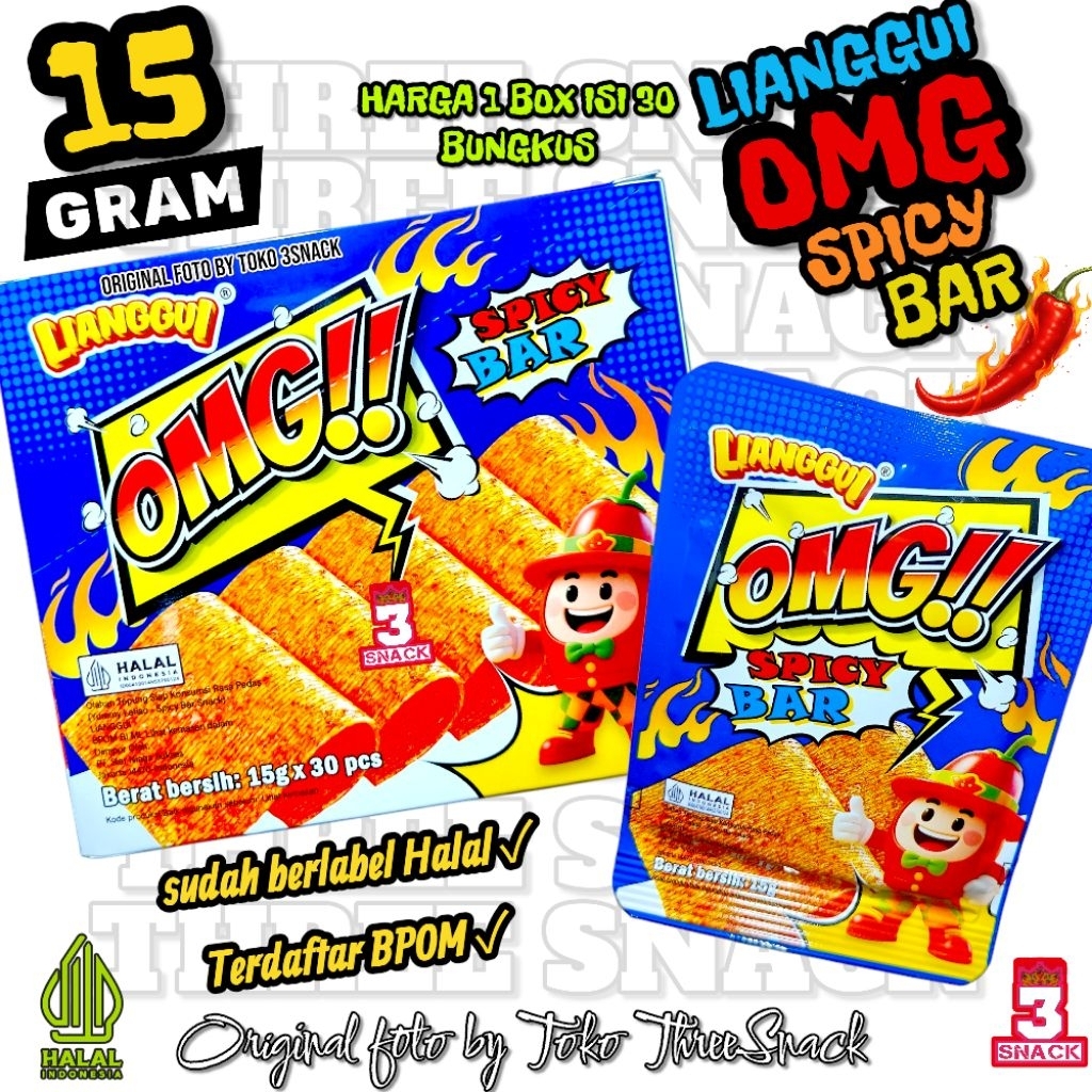 Jual 1 BOX SNACK PEDAS LIANGGUI OMG SPICY BAR ISI 30 | Shopee Indonesia