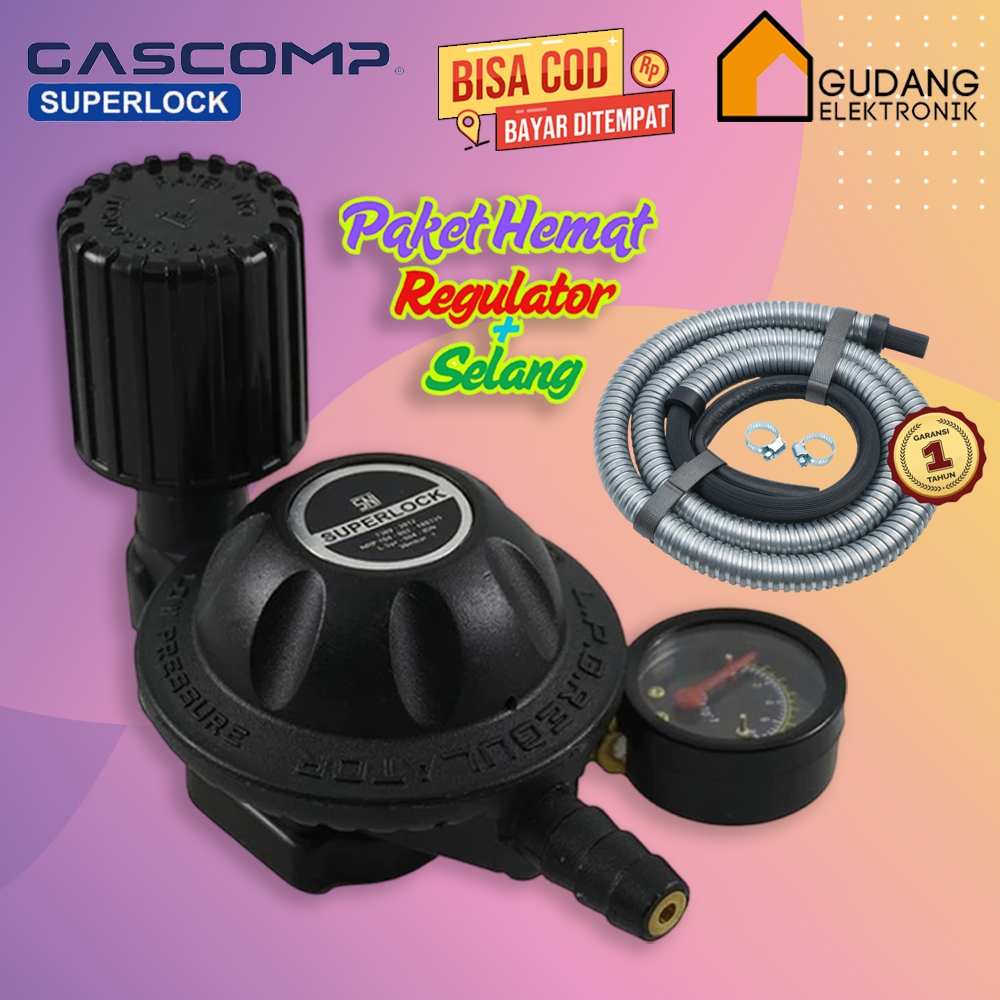 Jual [PAKET HEMAT] GASCOMP SUPERLOCK REGULATOR + SELANG GAS LPG DOUBLE LOCK TEKANAN RENDAH GRS02 ...