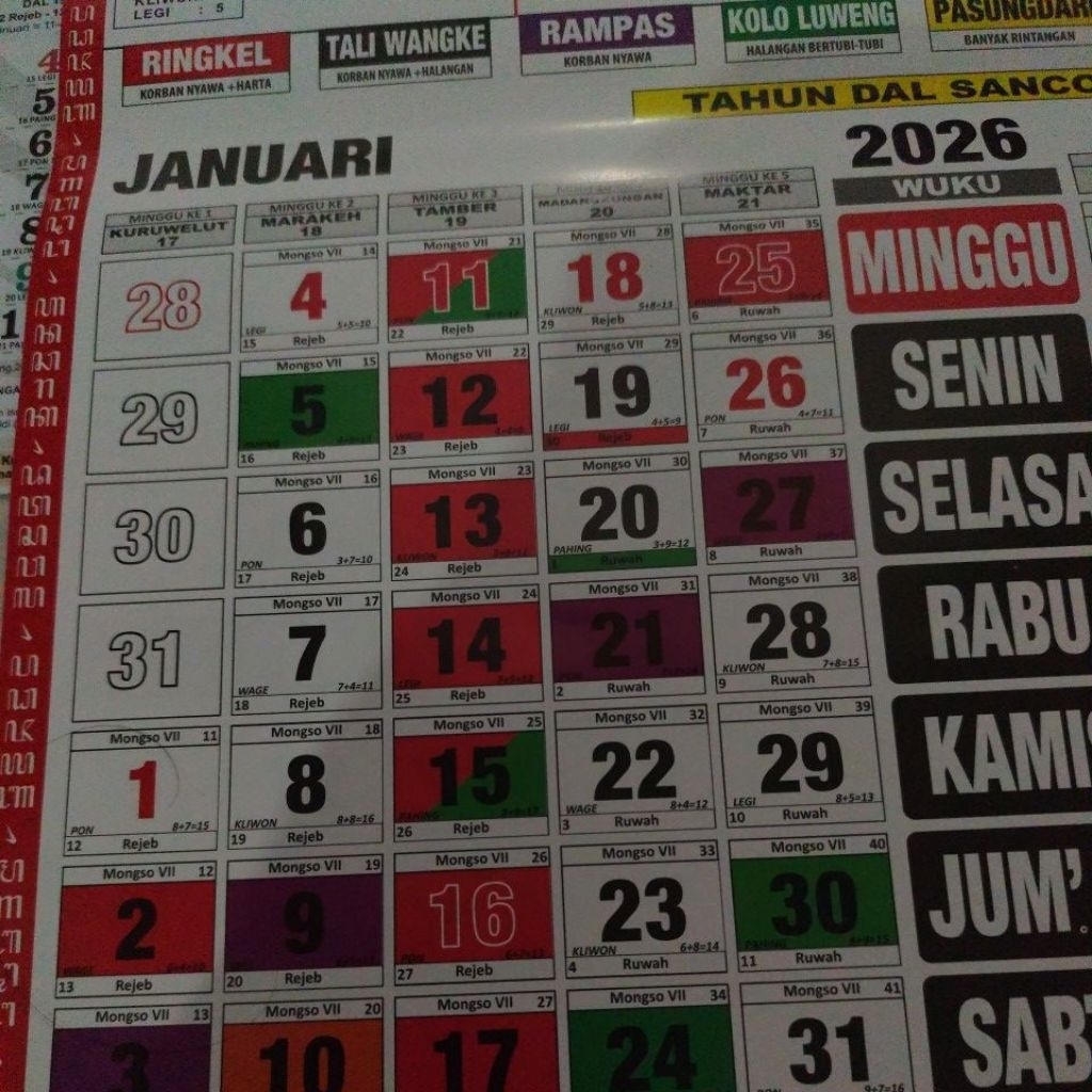 Jual Kalender Primbon Sabdo Palon 2026 | Shopee Indonesia