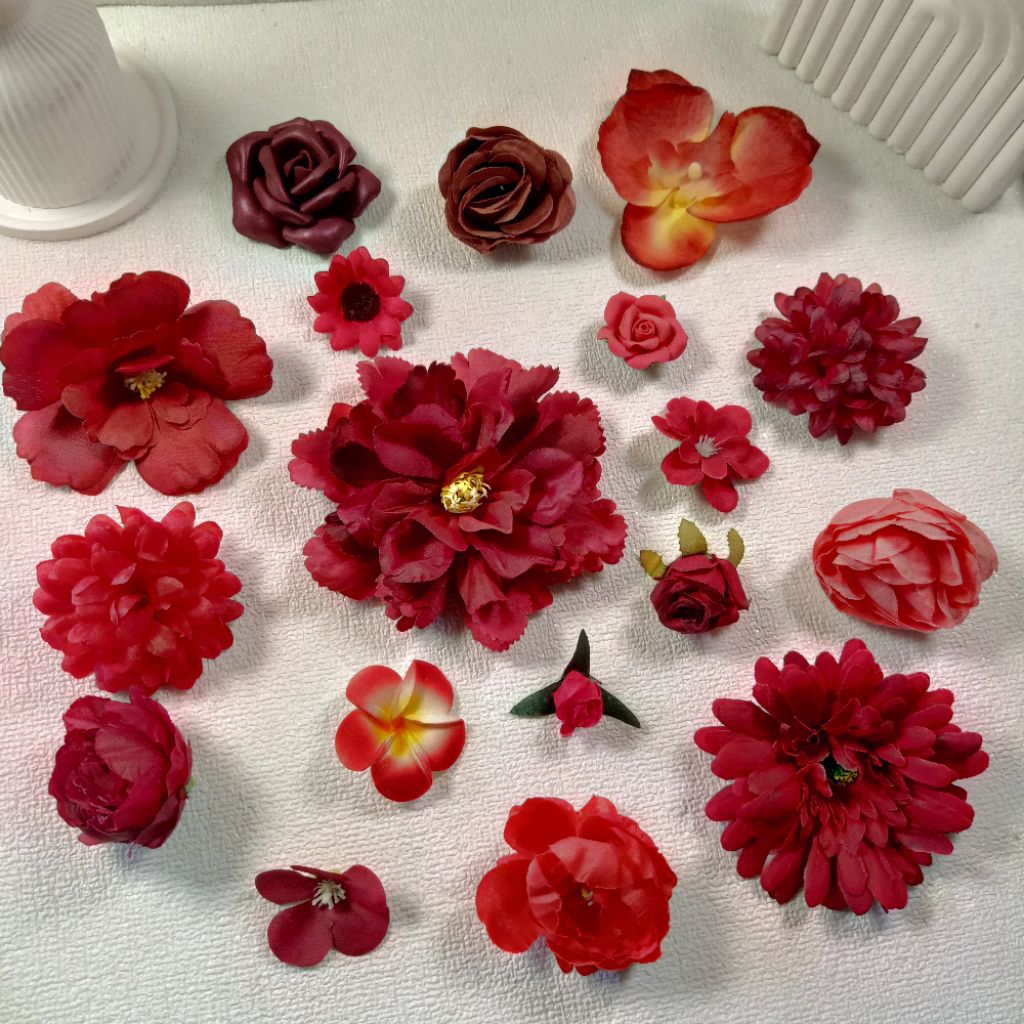 Jual Bunga ARTIFICIAL WARNA MERAH bunga hiasan mahar dekorasi seserahan ...