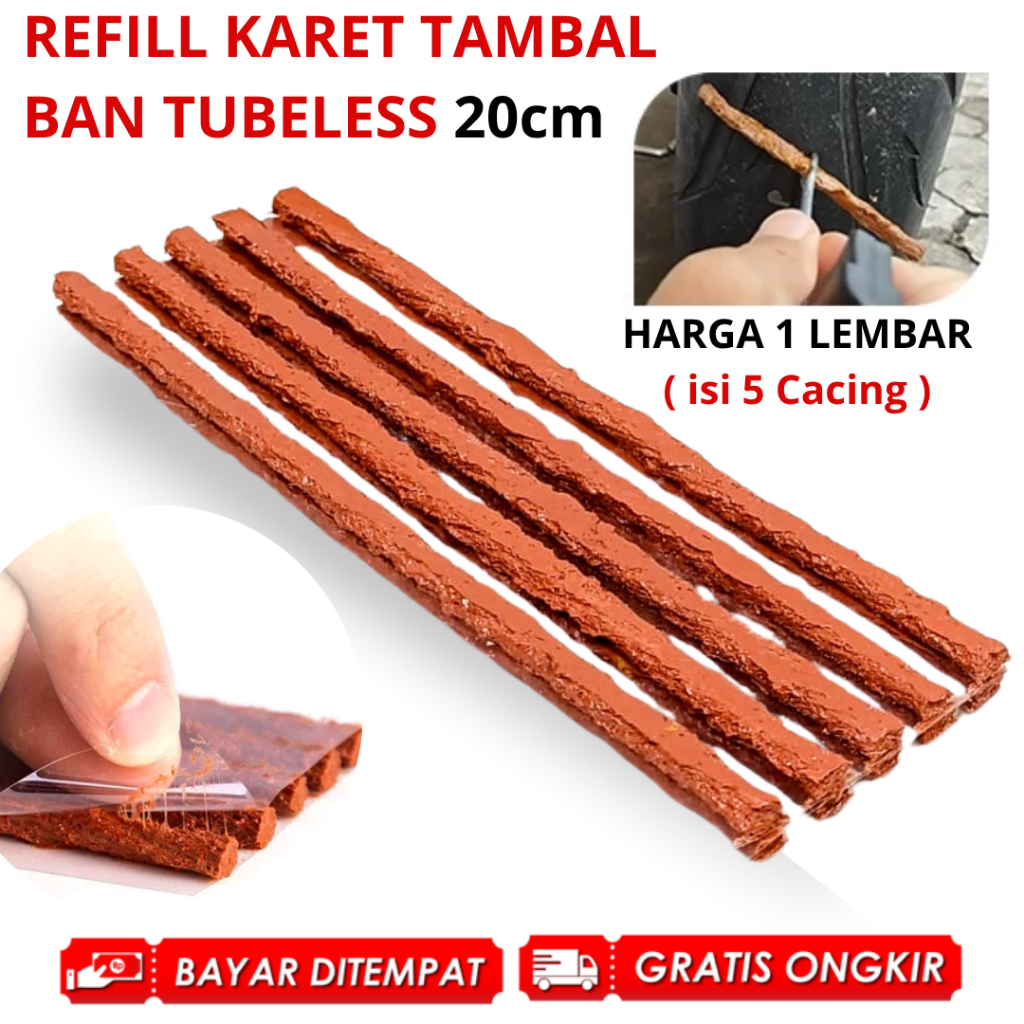 Jual Karet Tambal Ban Tubeless Refill Isi Lem Cacing Tubles ( 1 LEMBAR ...