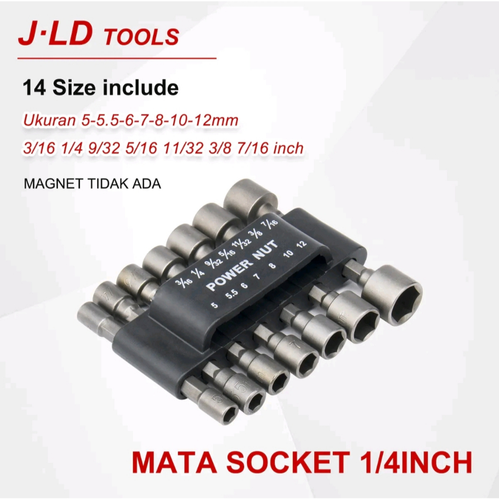 Jual JLD Mata Bor 14pcs Hex Nut Set Impact Drill Power Nut | Shopee ...