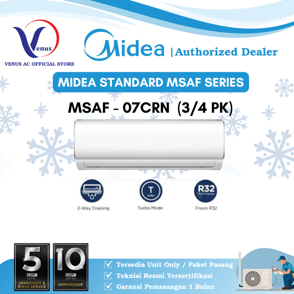 Jual AC MIDEA 3/4 PK 0.75 PK MSAF-07CRN2X STANDARD SERIES UNIT ONLY ...