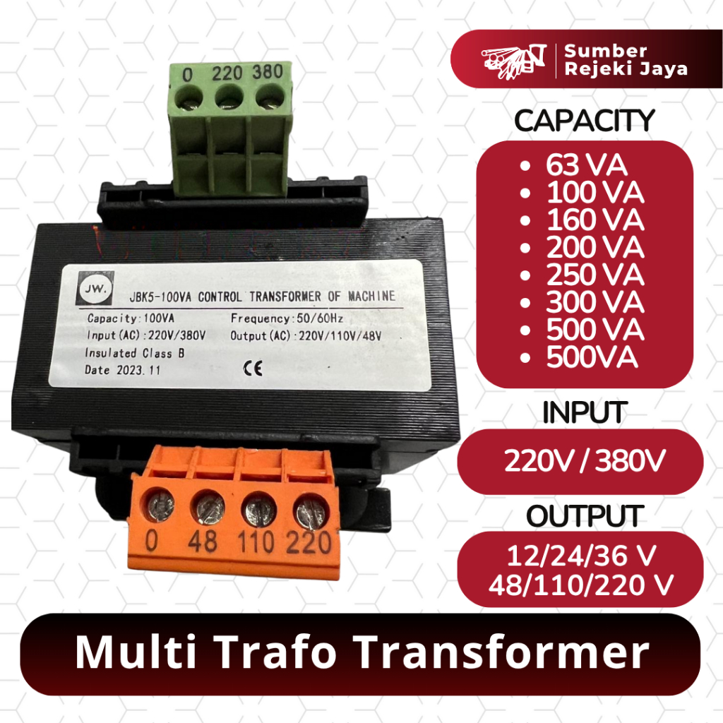 Jual TRAFO MULTI CONTROL TRANSFORMER STEP DOWN 200VA 380V / 220V ke 12V ...