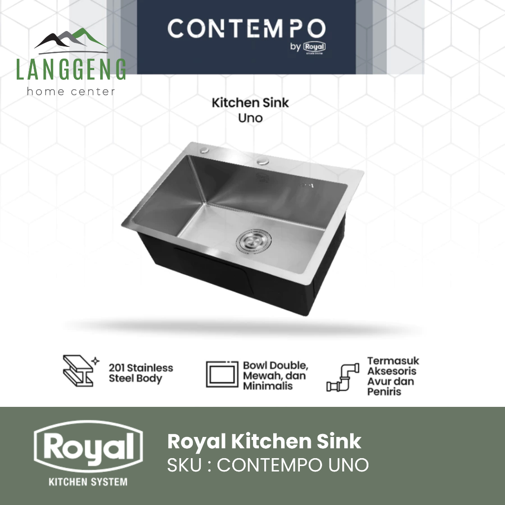 Jual Royal Contempo UNO – Kitchen Sink Premium 1 Bowl Stainless Steel ...