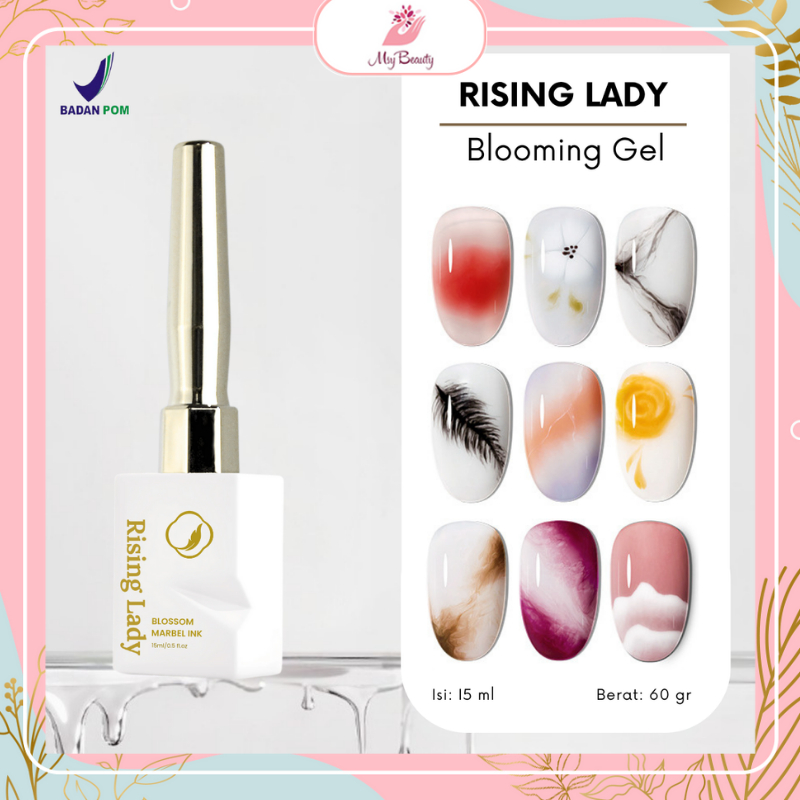 Jual MSY BPOM Rising Lady 15ml Fungsi Coat Kutek Gel Blooming Marbel ...