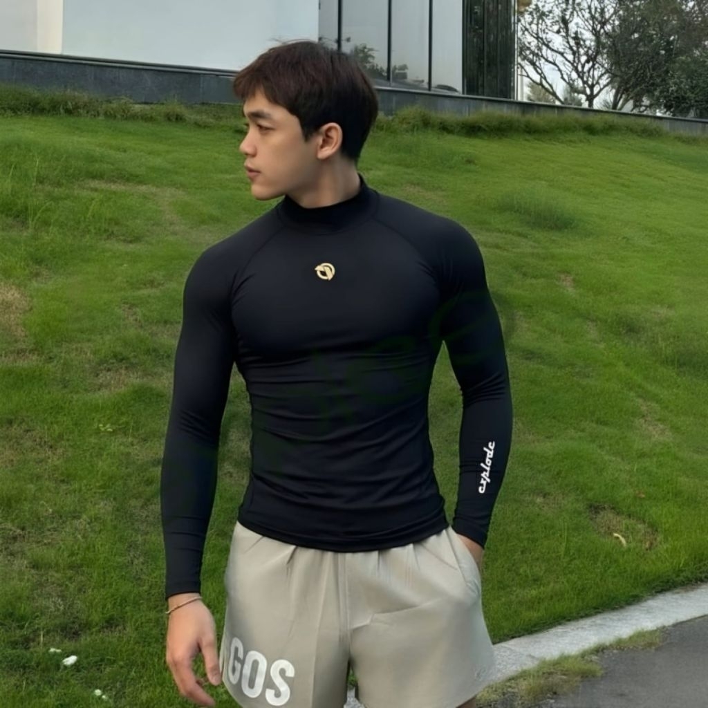 Jual Baju Olahraga Pria Manset Sport Lari Gym Ketat Lengan Panjang ...