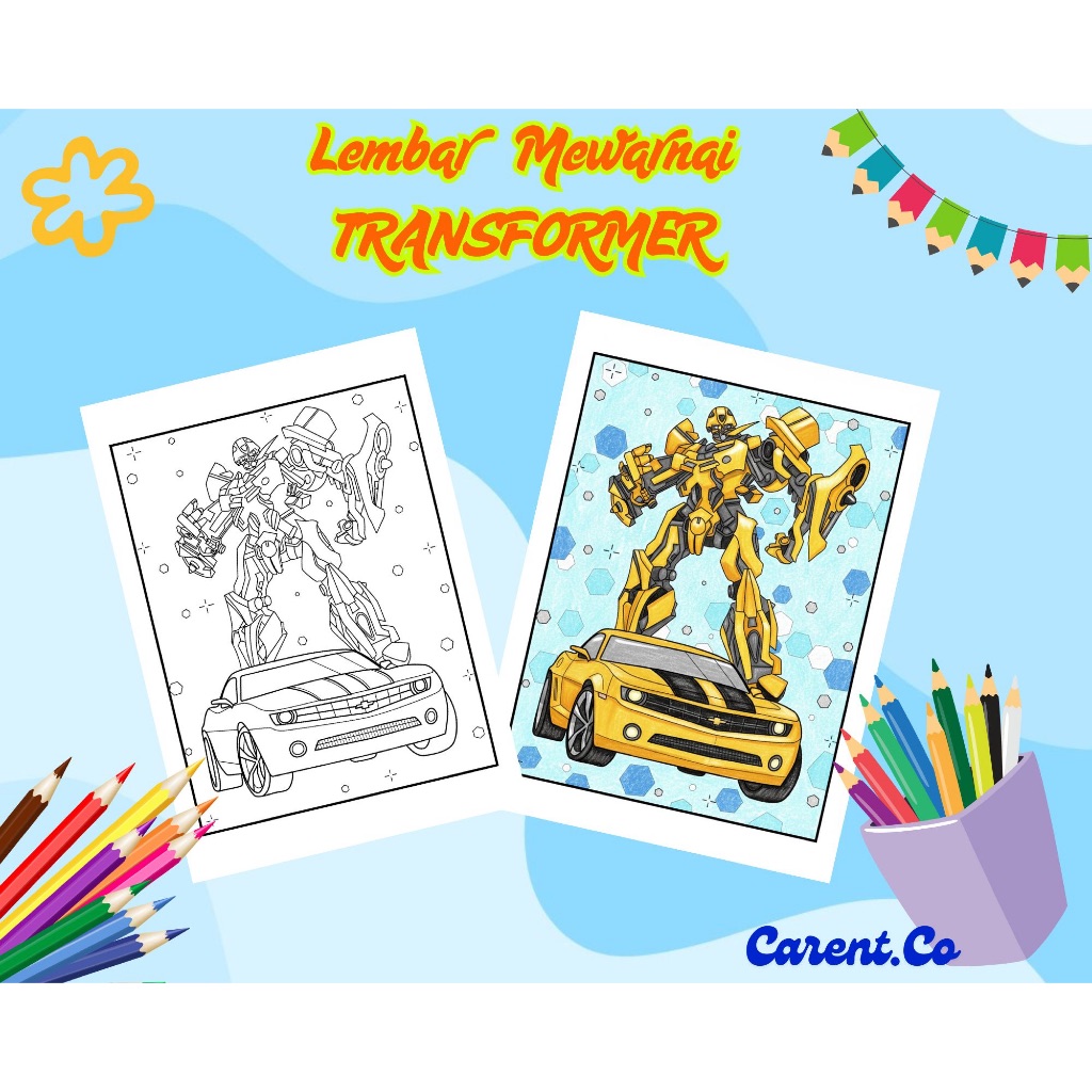 Jual Kertas Mewarnai TRANSFORMER 40 Lembar A5 / Lembar Mewarnai Tema ...