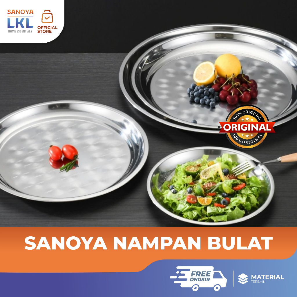 Jual SANOYA Nampan Bulat / Baki Bundar Stainless Steel Tebal ukuran 30 ...