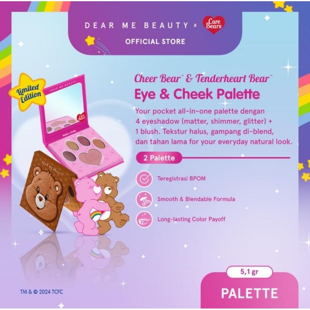 Jual DEAR ME BEAUTY X CARE BEARS EYE & CHEEK PALETTE (5.1 GR) | Shopee ...