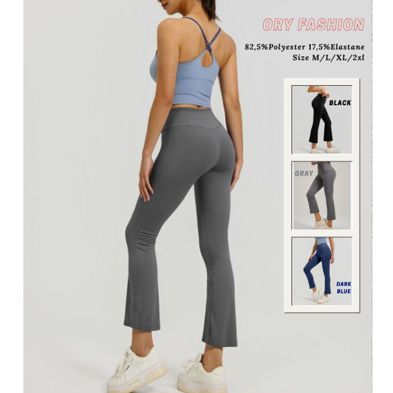 Jual ORY FASHION Celana Olahraga Wanita Panjang Flared Leggings Cutbray ...