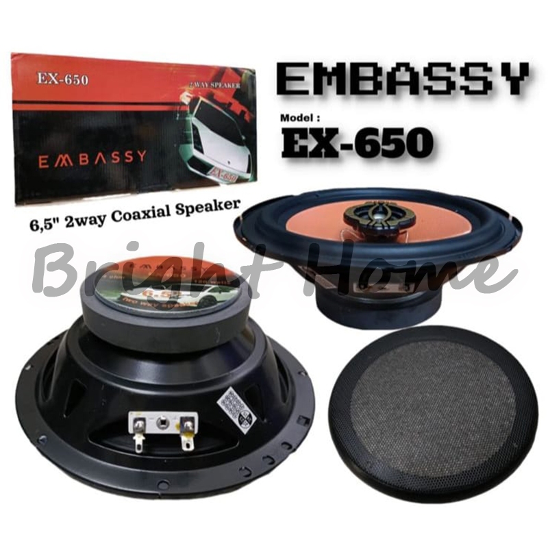 Jual EMBASSY EX-650 EX650 Speaker Coaxial 6,5 Inch Pintu Mobil 2 Way 120 Watt | Shopee Indonesia