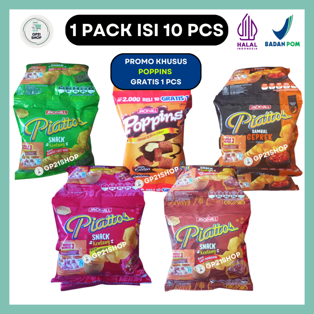 Jual Piattos Snack Poppins 10 pcs x 15gr - Jack N'Jill Cemilan Keripik ...