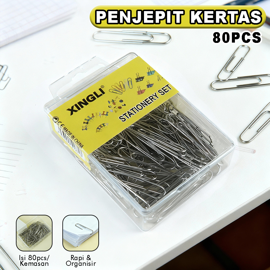 Jual Penjepit Kertas Klip Besi Stationery Set 80 Pcs Klip Dokumen Besar ...