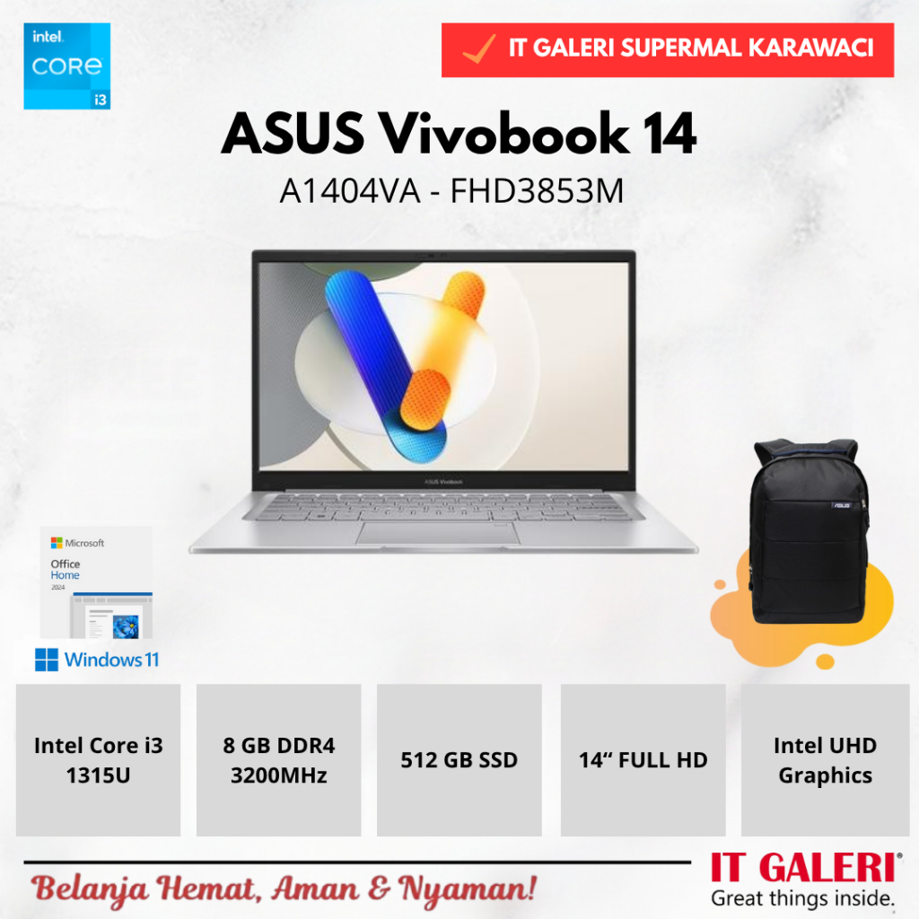 Jual ASUS Vivobook 14 A1404VA FHD3853M - Intel Core i3-1315U 8GB 512GB ...