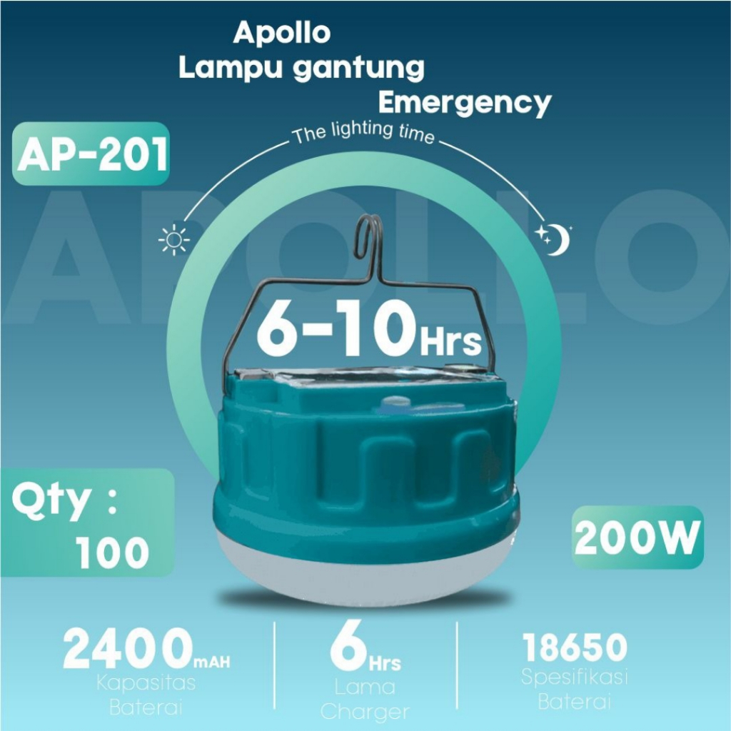 Jual Lampu Emergency Gantung + Solar Panel Merek Apollo 200W 300W 400W ...