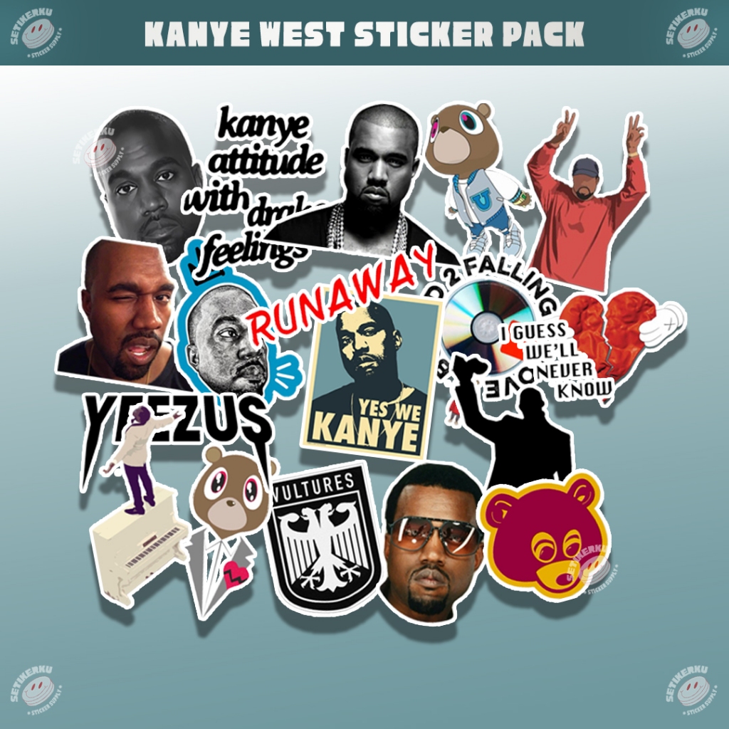 Jual 18pcs KANYE WEST Sticker Pack | stiker kanye west untuk hp laptop ...