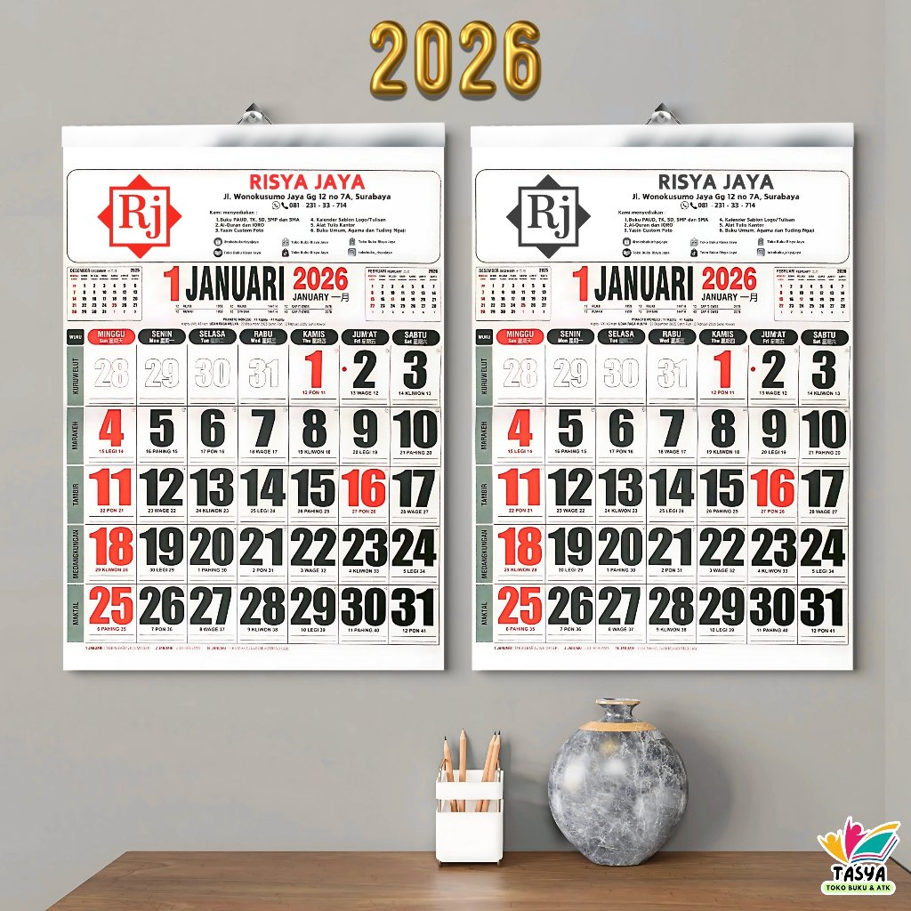 Jual Kalender Sablon Ukuran Jumbo Tahun 2026 (Minimal Pembelian 50 PCS ...