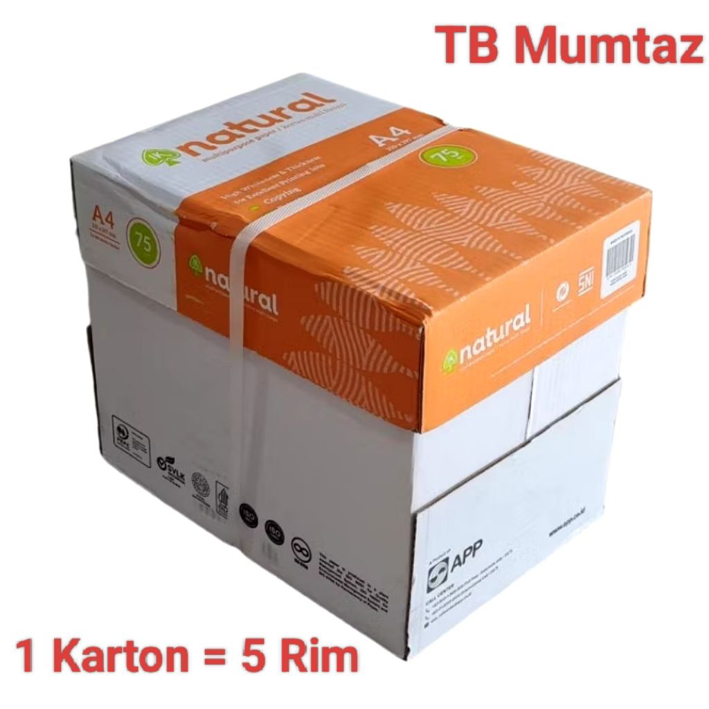 Jual Kertas IK Natural A4 75gsm – 1 Karton Isi 5 Rim – Kertas Fotocopy ...