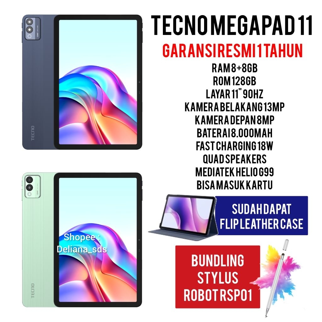 Jual Tecno Megapad 11 8/128 8+8/128 16/128 Garansi Resmi 1 Tahun Tab ...