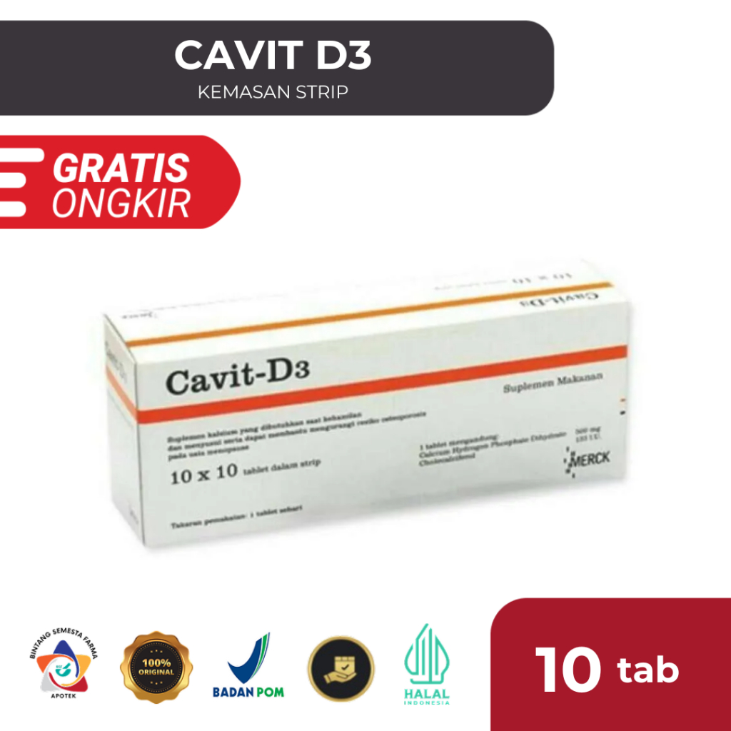 Jual Cavit-D3 Tablet Strip 10 1 BOX| Suplemen Kalsium + Vitamin D3 ...