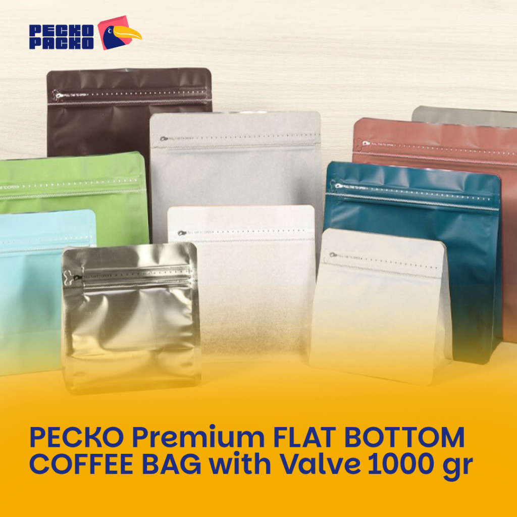 Jual PECKO Premium FLAT BOTTOM COFFEE BAG 1000 GRAM 1 KG with Valve ...