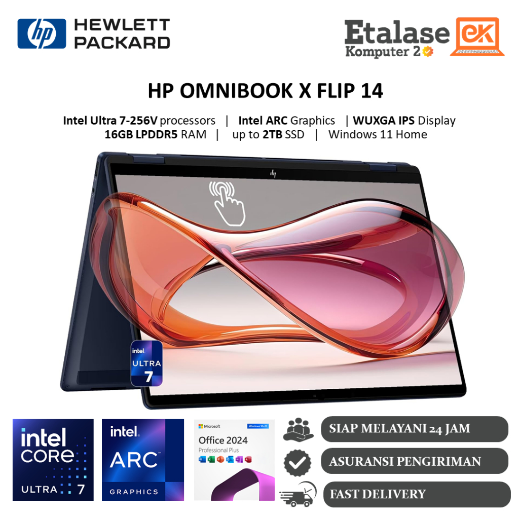 Jual HP Omnibook X Flip 14 Intel Ultra 7 256V 16GB DDR5 2TB 14.0 WUXGA IPS Touch BL Windows 11 ...