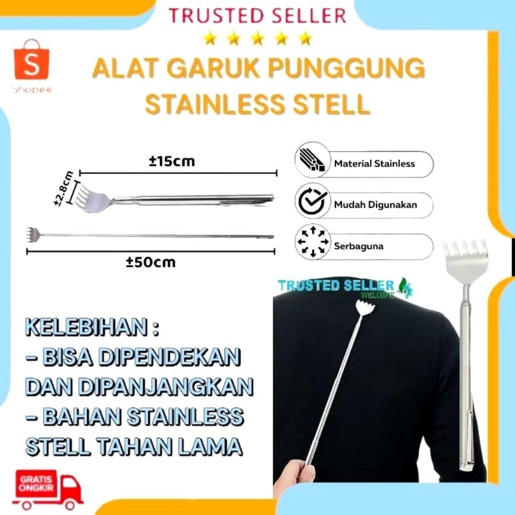 Jual ALAT GARUK PUNGGUNG STAINLESS STEEL PANJANG 50CM DAN DIPERPENDEK ...