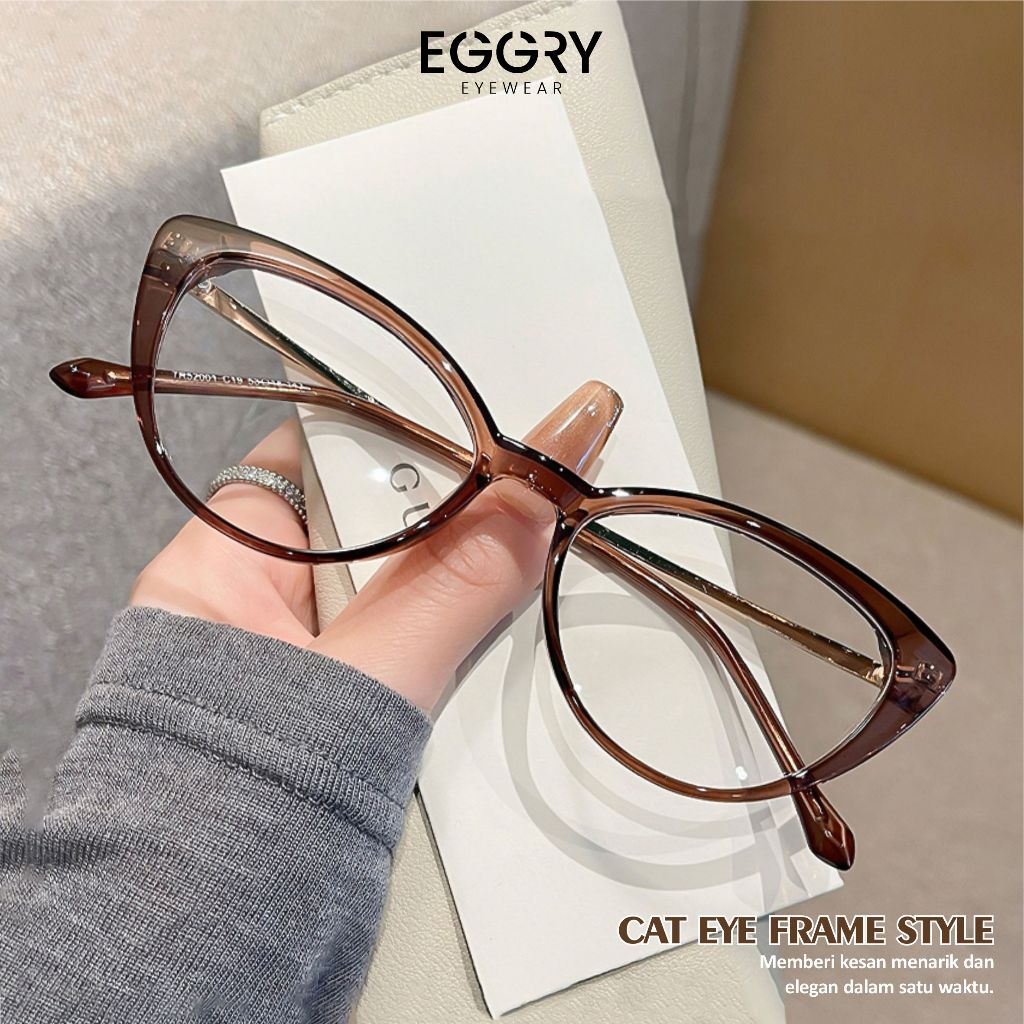 Jual Eggry Eyewear Kacamata Cat Eye Photocromic Minus Lensa Anti ...