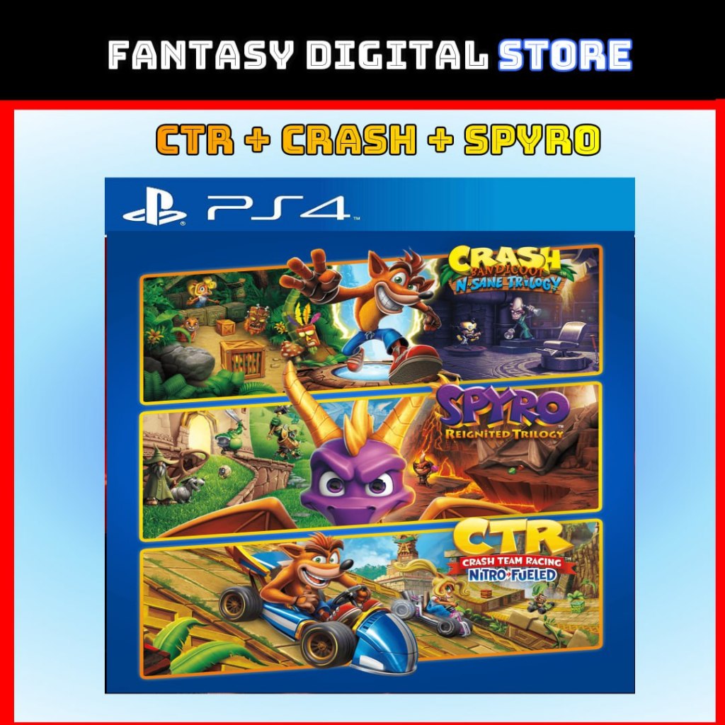 Jual CTR CRASH TEAM RACING + NSANE TRILOGY + SPYRO + GTA V White Shark ...
