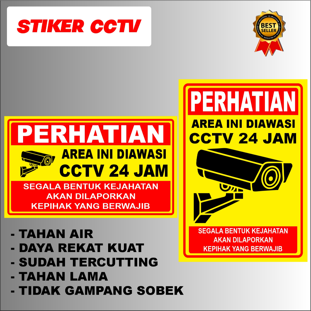 Jual Stiker Vinyl Anti Air CCTV 24 Jam Glossy /Stiker Pantauan CCTV 24 ...