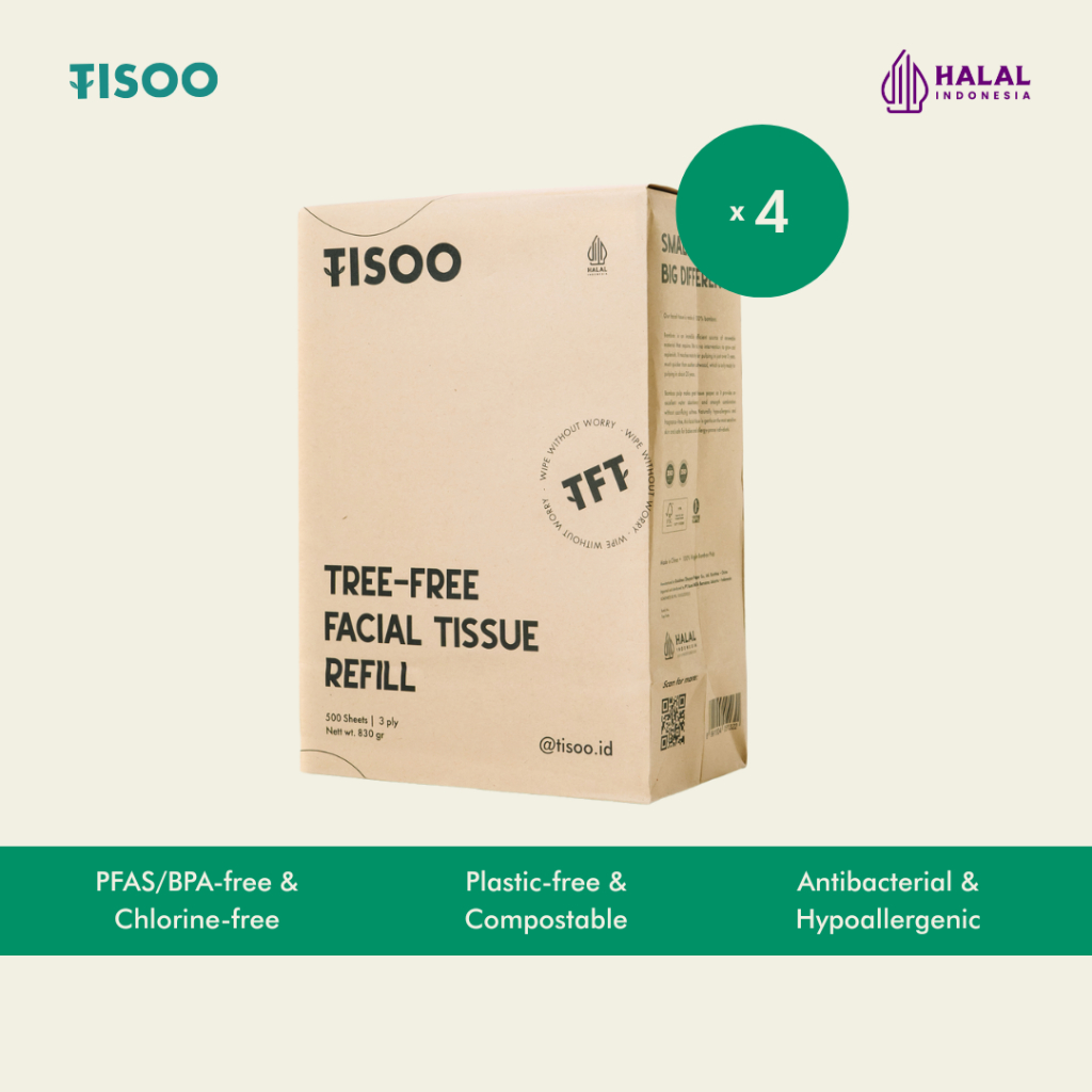 Jual TISOO Premium Bamboo Facial Tissue Refill 500s'3ply (4 Packs) Tisu ...