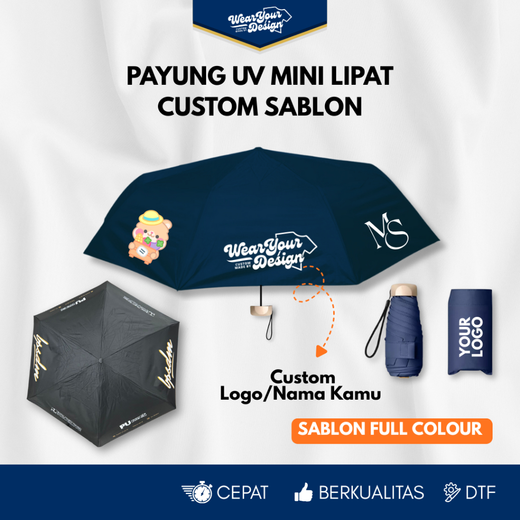 Jual Payung Mini Lipat Sarung Anti UV Murah + Sablon Custom DTF Full ...