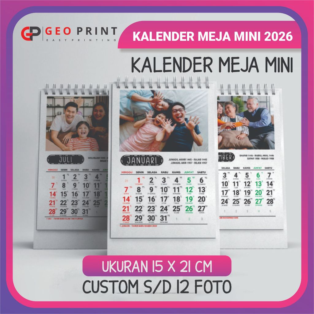 Jual Kalender Meja Mini Kalender Duduk Mini Pakai Foto Sendiri Tahun ...