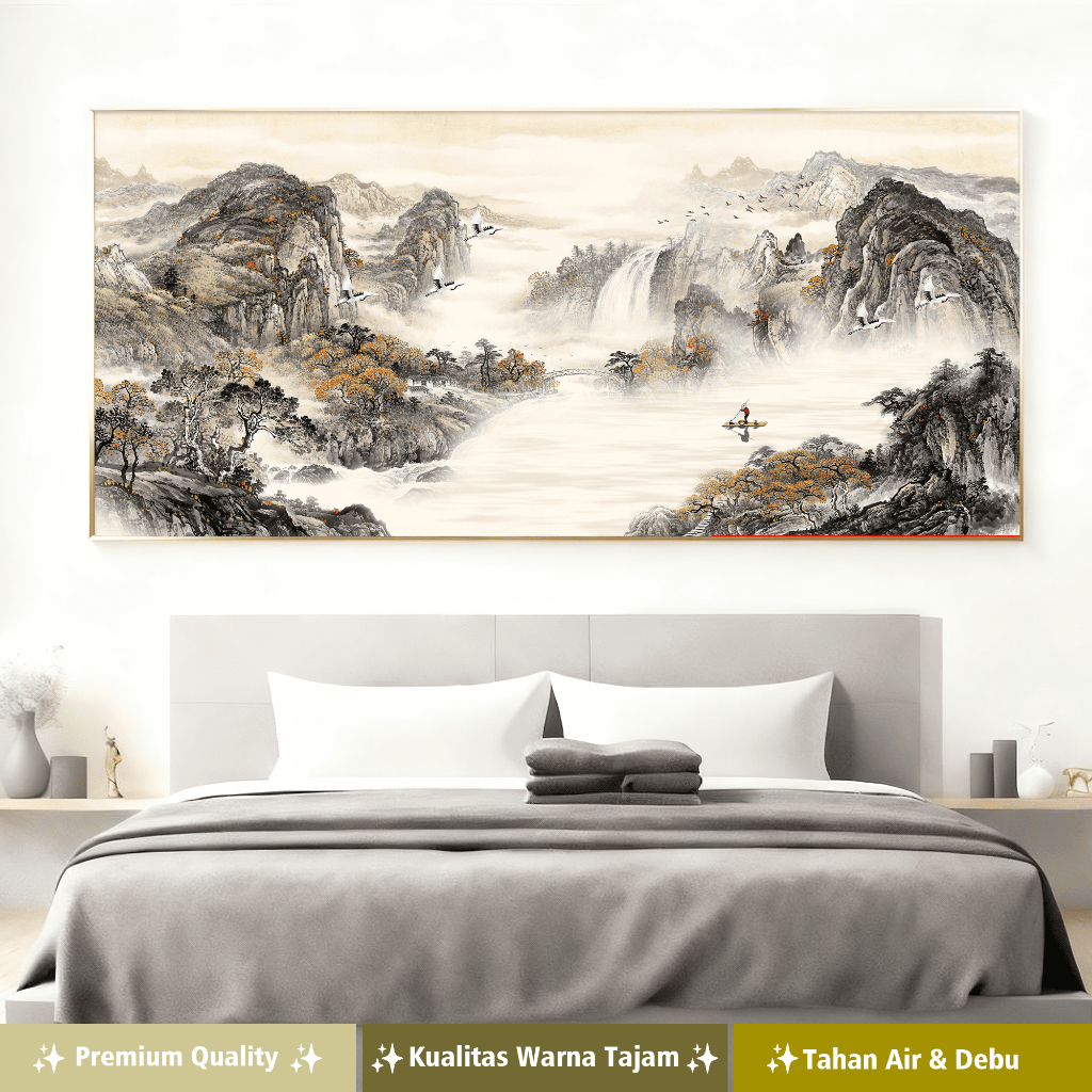 Jual DD Hiasan dinding Lukisan Canvas + motif pemandangan Gunung ...