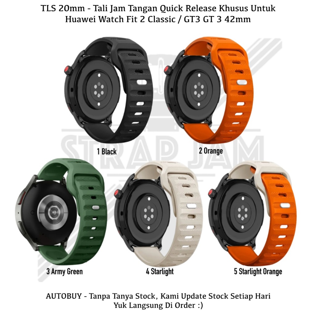 Jual TLS 20mm Tali Jam Huawei Watch Fit 2 Classic / GT3 GT 3 42mm ...