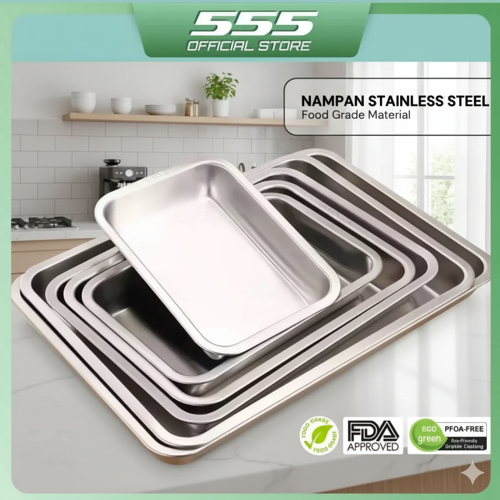 Jual Nampan Stainless Steel 4 Ukuran / Nampan Segi Baking Tray Waadah ...