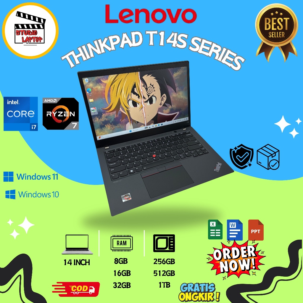 Jual Lenovo Thinkpad T14S Series GEN 3 | 2 | 1 / Intel i7 / i5 | AMD ...