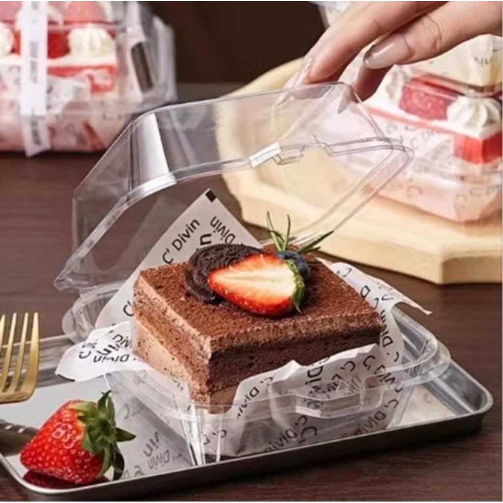 Jual 10PCS Korean Bento Box Bening Dessert Box Mika Kotak Kue Slice ...