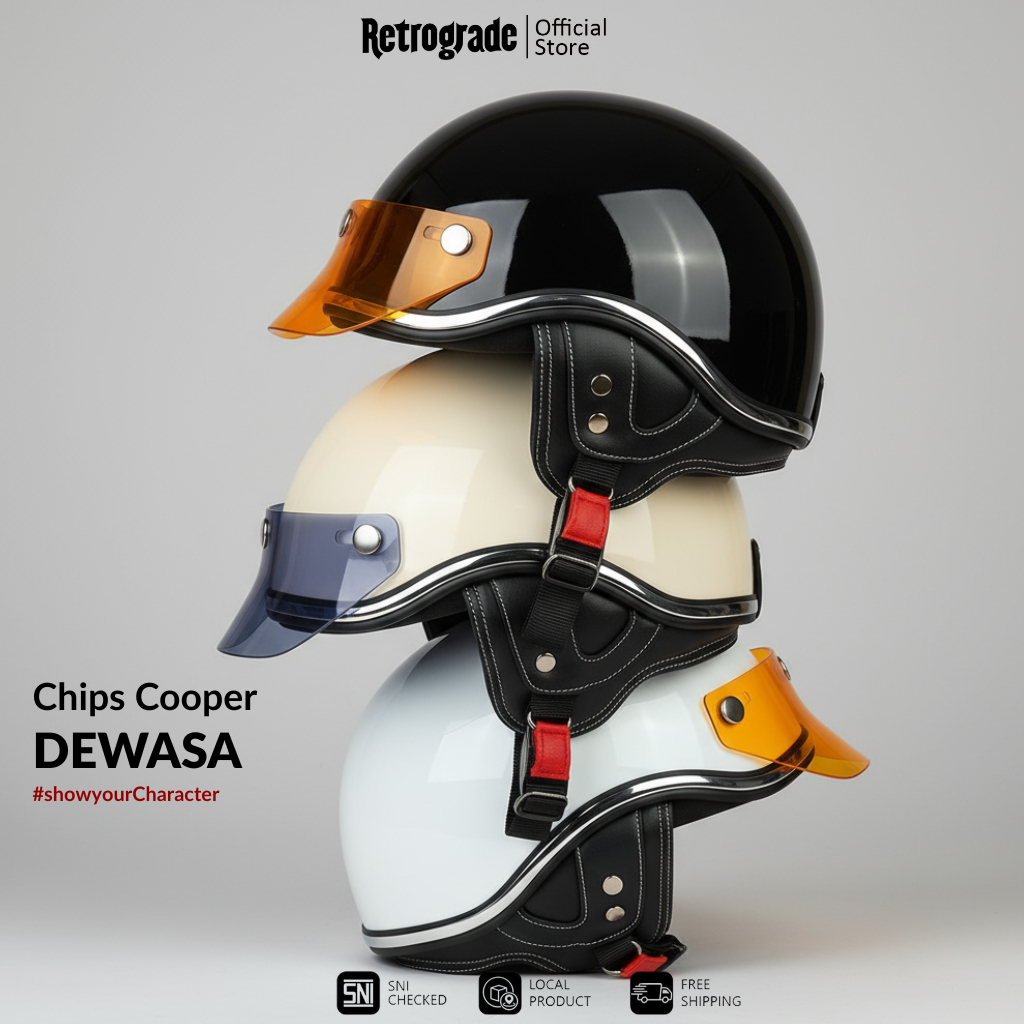 Jual Retrograde Helm Chip Cooper Vintage Gaya Retro untuk Remaja ...